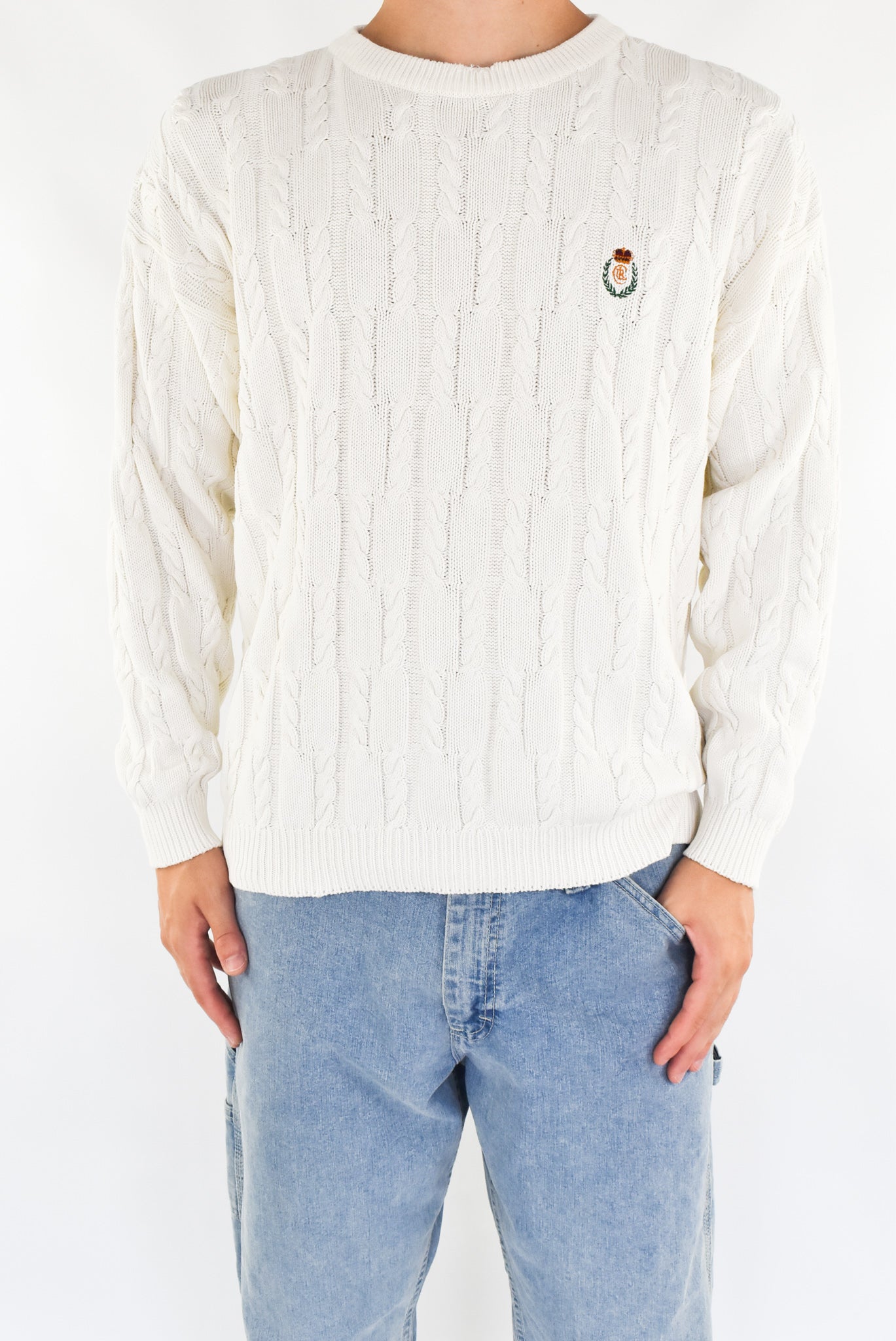 White Cable Sweater – Vintage Fabrik