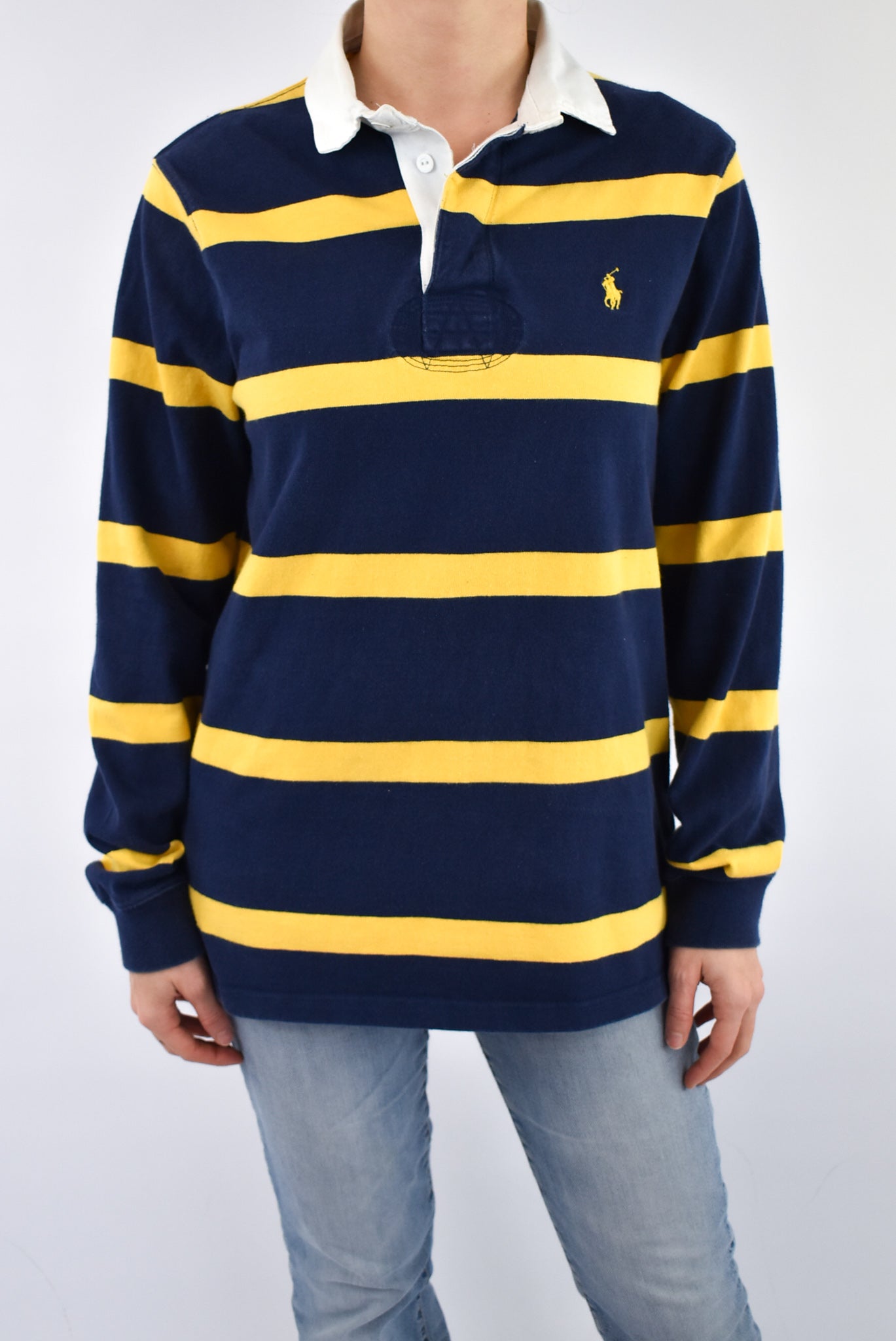 Navy Striped Rugby Polo – Vintage Fabrik